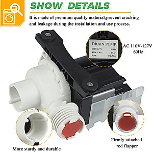 137221600 134051200 Washer Drain Pump by Techecook (365-DAYS WARRANTY) - Replacement for Kenmore Frigidaire Washing Machine - Replacement Part 137108100, 137151800, AP5684706, 134740500, PS7783938