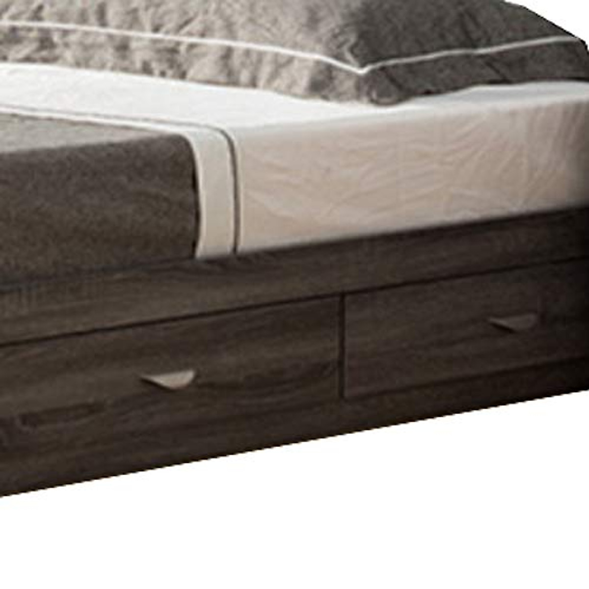 Benzara Grained Wooden Frame Twin Size Chest Bed with 3 Drawers, Distressed Gray