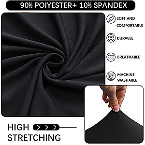 Jusmate Cocktail Spandex Stretch Round Tablecloth, 2 Pack 24"x43" Fitted Highboy Stretch Table Cover High Top Round Cocktail Tablecloth for Bar Wedding Party Banquet (Black)