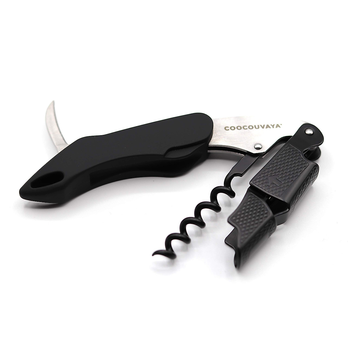 Coocouvaya Wise Products Premium Professional Corkscrew Wine Bottle Opener Black Edition for Wine Lovers, Sommeliers, Waiters and Bartenders Eco friendly pouch and packaging.(1 PACK)