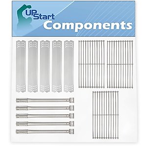 5 BBQ Grill Heat Shield Plate Tent & 5 Tube Burner & 3 Cooking Grates Replacement Parts for Nex 720-0720 - Compatible Barbeque Grid & Stainless Steel Flame Tamer, Flavorizer Bar 16 1/8" & Pipe Burners