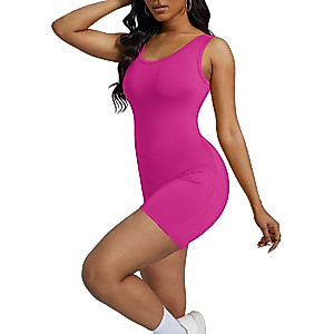 Alaroo Bodysuit for Women Womens Biker Short Biker Short Set Biketard Clubwear Rose Red XL