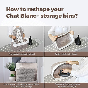 Cotton Rope Baskets for Organizing – Storage Baskets for Shelves | 15"x10"x9" | Rope Basket for Storage, Small Laundry Baskets, Woven Baskets for Storage, Dog Toy Bin, Baby Basket, Creamy White &Brown