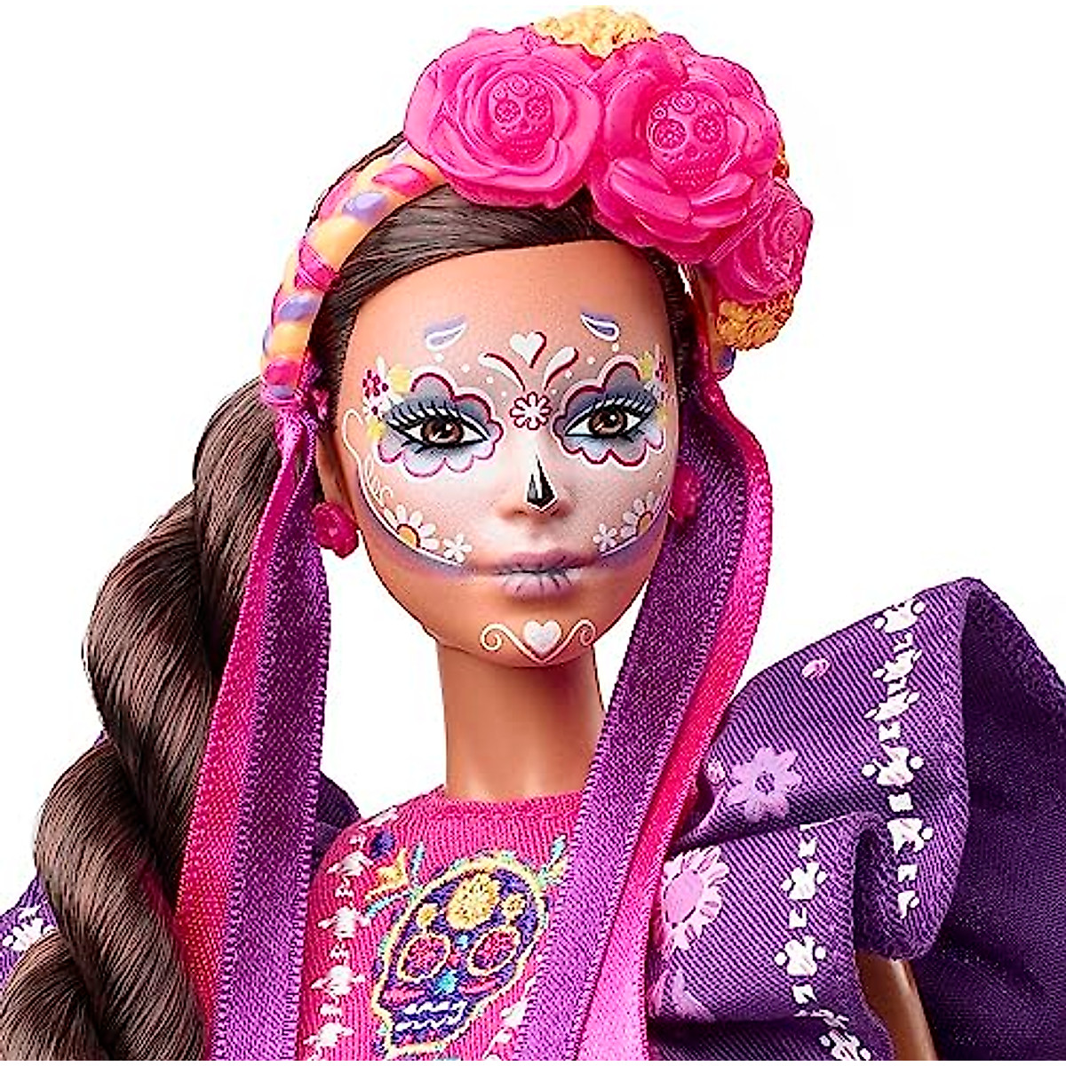 Barbie Signature Doll, 2022 Dia De Muertos Collectible, Traditional Ruffled Dress with Flower Crown & Calavera Face Paint