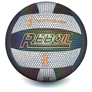 REBOIL Holographic Glowing Reflective Volleyball – Waterproof Indoor/Outdoor Volleyball for Pool, Beach. Composite Leather, Official Size 5 Toys for Kids Boys and Girls Play Night Game