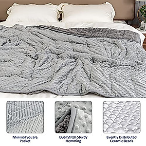 Kivik Weighted Blanket 15 lbs for Adult,Minky Fleece Weighted Throw Full Size,Fuzzy Sherpa Heavy Blanket for Couch,Silver Grey 60x80 Inches