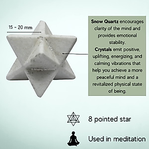 Snow Quartz Merkaba Crystal - 0.75" Inches 3d Metatrons Cube Crystal Merkaba
