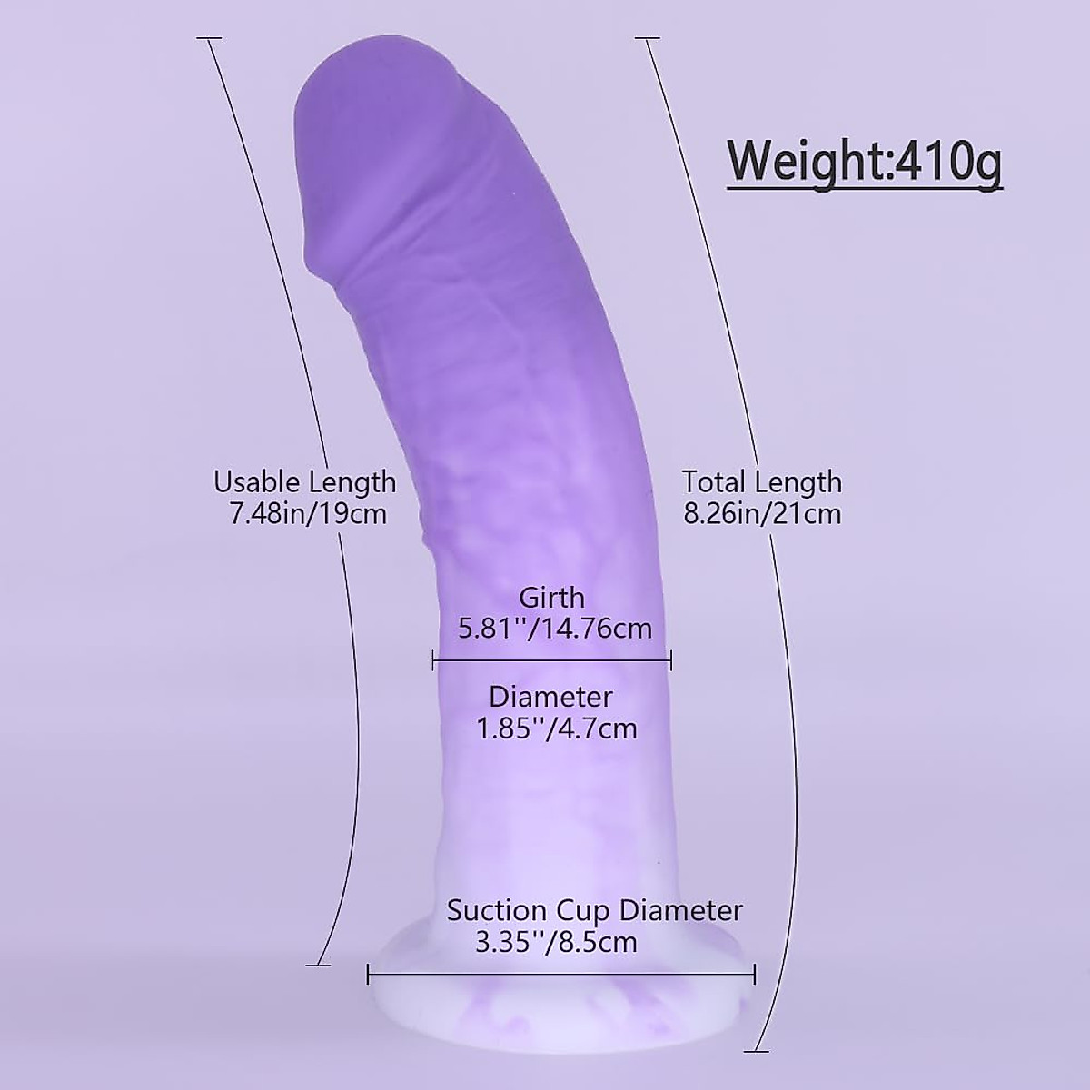 1.85'' Diameter Colorful Huge Dildo,Gilingirl Liquid Silicone Realistic Dildos with Strong Suction Cup for Hands-Free and Strap-on,Lifelike Penis Adult Sex Toy for G-spot Stimulation and Anal Play.…