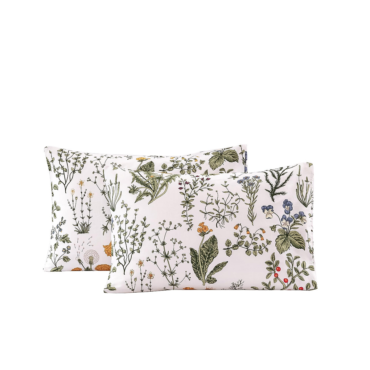 ECOCOTT 100% Cotton Pillowcases Standard Size, Floral Print Pattern Pillow Cover 2 Pack, Super Soft Envelope Closure Standard Pillow Case Set (Standard, 20"x26")