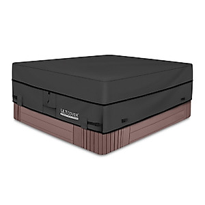 ULTCOVER Waterproof 600D Polyester Square Hot Tub Cover Outdoor SPA Covers 76 x 76 inch, Black