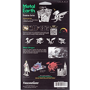 Fascinations Metal Earth Premium Series Silver Dragon 3D Metal Model Kit