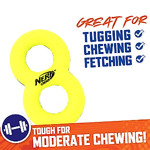 Nerf Dog Max Court Infinity Tug Dog Toy with Interactive Squeaker, Lightweight, Durable and Water Resistant, 8.7 Inches, For Medium/Large Breeds, Single Unit, Green/Blue