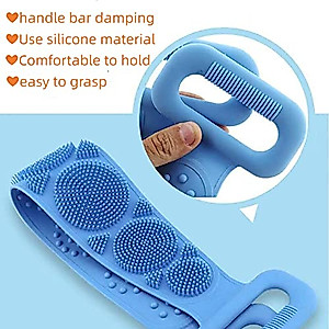 HJCOCHOME Silicone Back Scrubber for Shower,Silicone Body Scrubber,Shower Brush,Body Scrubbers,Back Scrubber Extra Long Exfoliating Body Scrubber with Handle for Shower for Men and Women (Blue)