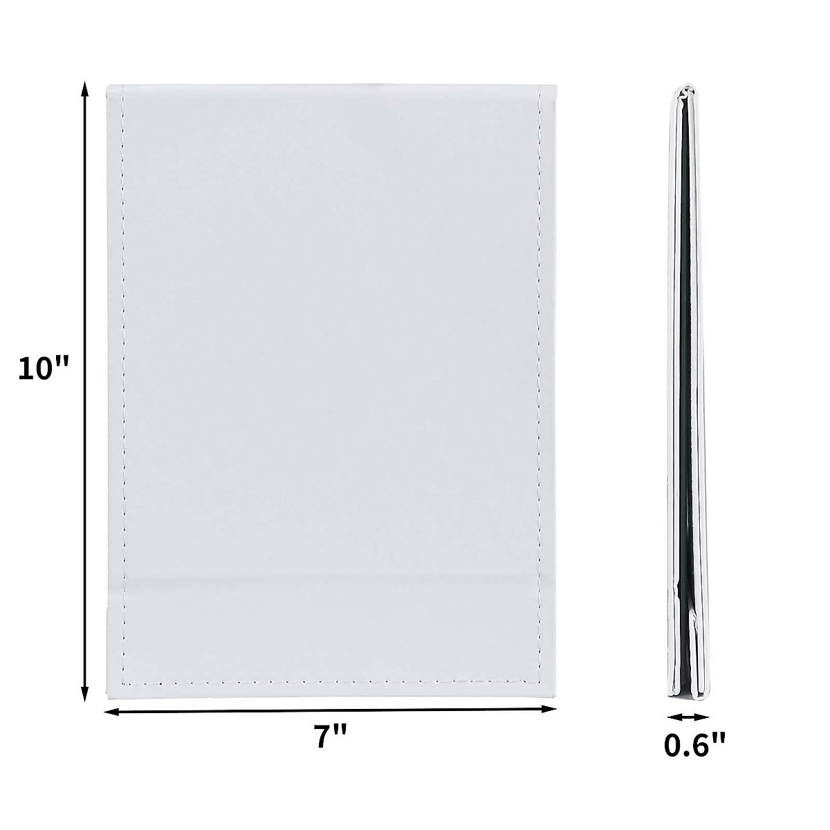 ZBEIVAN 10x7 Inches Portable Folding Makeup Mirror, Frameless PU Leather Desk Mirror with Stand for Camping Travel Tabletop Personal, White