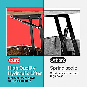 FDW Lift Top Coffee Table with Hidden Compartment and Storage Shelf Wooden Lift Tabletop for Home Living Room Reception Room Office (Brown)