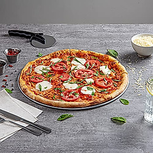 Restaurantware Met Lux 16 Inch Commercial Pizza Pan 1 Coupe Style Pizza Cooking Tray - Heavy-Duty 18-Gauge Aluminum Round Baking Tray Oven-Baking For Pizzas & More