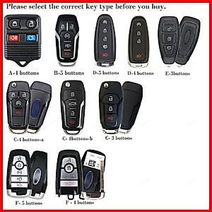 Carbon Silicone Key Fob Cover Case Protector with Keychain for Ford C-Max Focus Edge Escape Explorer Expedition Taurus & Lincoln MKT MKX MKS Navigator