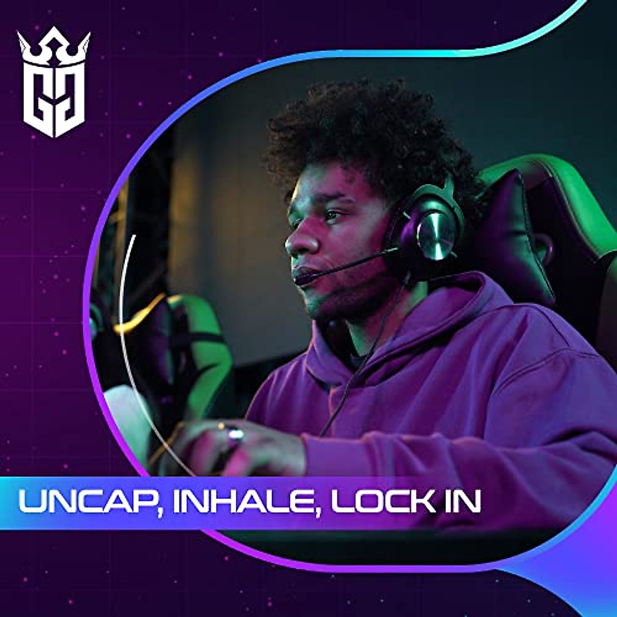 GIT GUD® Gaming Vapor Inhaler | Energy + Focus Amplifier for Esports Athlete Gamer | Stimulating Aromatherapy Scent | Portable Pre Workout Performance Disposable | Banana Royale (4 Pack)