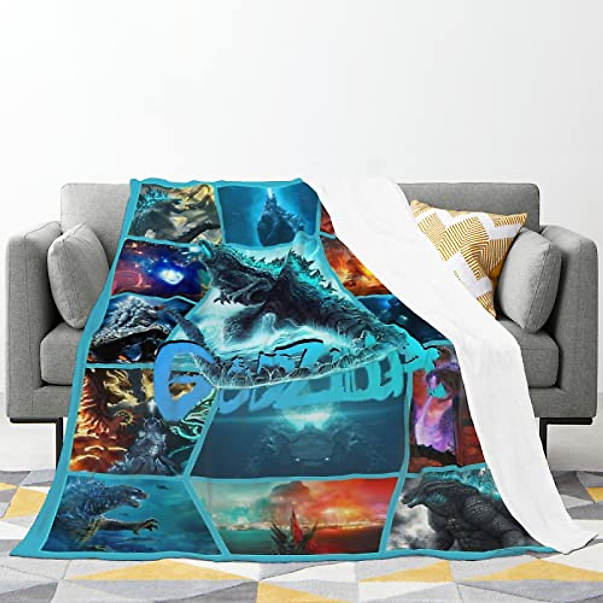 Throw Blanket 60" x 50" Ultra Soft Flannel Blanket Cozy All Season Bedding for Bed Couch Sofa Office Room Travel Decoration