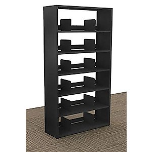 Aurora Quik-Lok Shelving Starter Unit, 6 Openings, 76" Tall, 12" Letter Size, Black