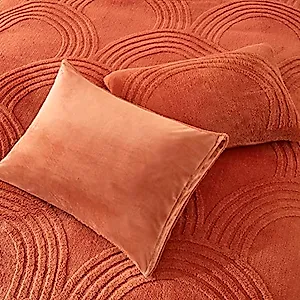 Oli Anderson Fluffy Duvet Cover Set, Faux Fur Rainbow Tufted Duvet Covers Queen Size, 3 Pieces Ultra Soft Warm Plush Comforter Cover Set, Orange (1 Duvet Cover + 2 Pillowcases)