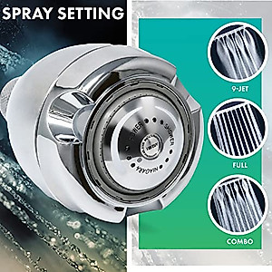 Niagara Conservation N2912CH Earth Spa 3-Spray with 1.25 GPM 2.7-in. Wall Mount Adjustable Fixed Shower Head in Chrome, 1-Pack | Bathroom Shower Head Sprayer with Pressure Compensation Technology