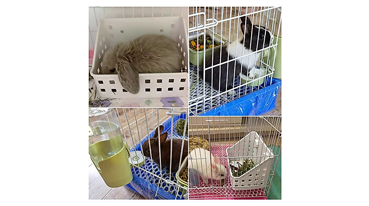 BNOSDM Rabbit Hay Feeder Rack Bunny Water Dispenser No Drip for Cage ...