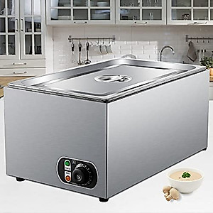 Stainless Steel Commercial Food Warmer with 27 Qt Full-Size Pan and Precise Temperature Control