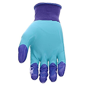 Miracle-Gro MG30855 Knit Gardening Gloves - Purple/Blue, Small/Medium, Work Gloves with Nitrile Dipped Protection, Rib Knit Cuff