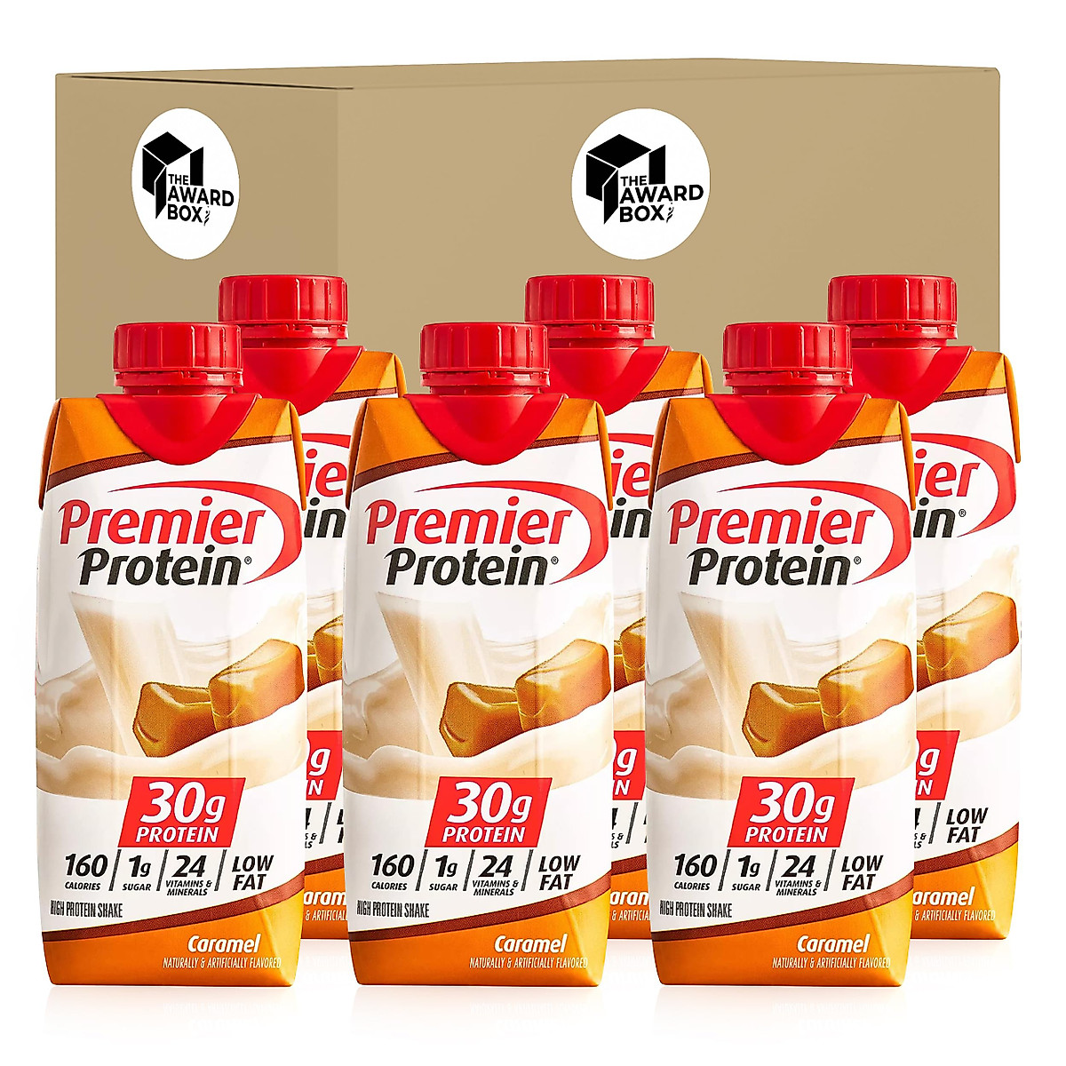 Premier Protein Shake Caramel| 30g Protien Shakes 11 Fl oz in The Award Box Packaging (6 Pack)