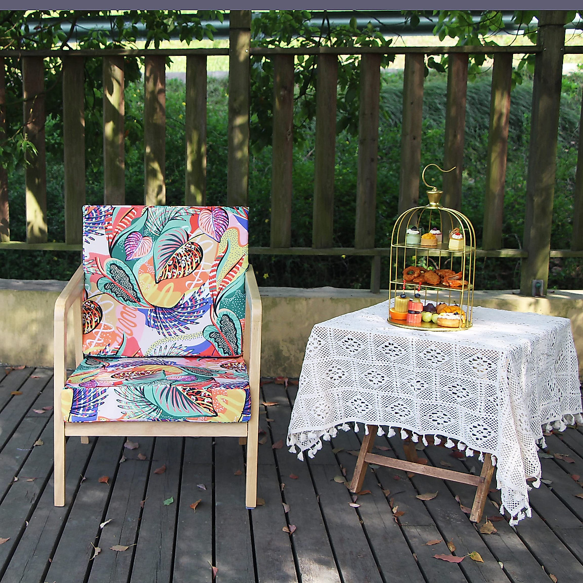 EHouseHome Patio Chair Seat Cushion Covers,Washable UV Resistant Slip Covers Replacement,Waterproof Outdoor Furniture Cushion Pillow Seat Cover for Couch,Garden,Sofa,22"×22"×4"(4 Covers Only,Monica)