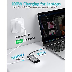 PHIXERO USB C Hub Multiport Adapter, 4K 60Hz USB C Docking Station, 6-in-1 USB C Adapter with 1Gbps Ethernet, 100W PD, USB-C and 2 USB-A 5Gbps Data Port, for MacBook Pro/Air, USB C Laptop (Gray)