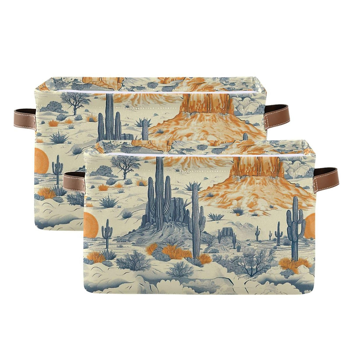 WELLDAY 1PCS Storage Basket Western Desert Large Foldable Storage Bin Cube Collapsible Organizer