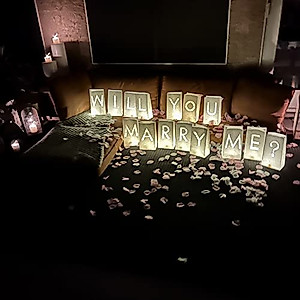 Luminary paper bags wedding proposal decorations “will you marry me?” light up letters sign with led lights included for engagement party, proposals