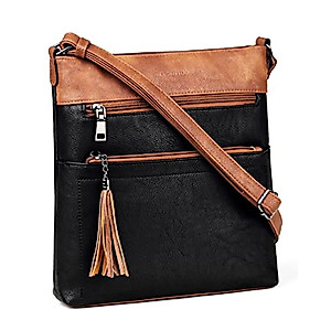MASINTOR Crossbody Purses for Women, Multi Pocket Casual Crossbody Bag, Adjustable Strap Shoulder Bag with Tassel