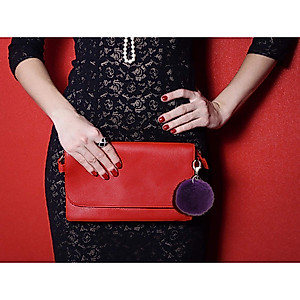 Cityelf Cute Faux Rabbit Fur Ball Pom Pom Keychain Car Key Ring Handbag Tote Bag Pendant Purse Charm (BLACK)