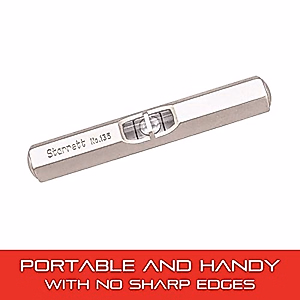 Starrett Pocket Level with Main Vial - Ideal for Machine Shop and Tool Room Use - 2-1/2" (63mm) Length, Satin Nickel-Plated Finish, Hexagon Stock with Convex Ends - 135A