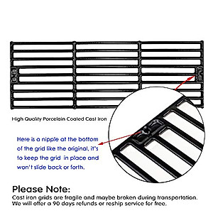 Hisencn Replacement Parts for Chargriller 3001, 3008, 3030, 4000, 5050, 5252 Gas Grill Models, Stainless Steel Burner, Porcelain Steel Heat Plate, Porcelain Cast Iron Cooking Grid Grates
