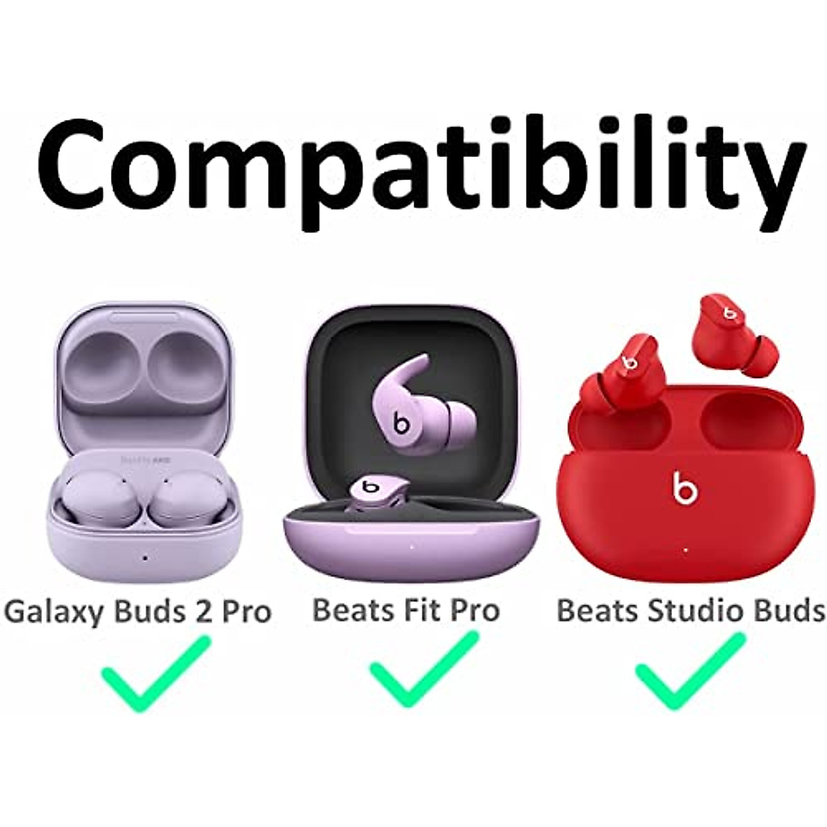 [ 6 Pairs ] Galaxy Buds 2 Pro Memory Foam Tips, No Silicone Eartips Pain Soft Comfortable Replacement Earbud Ear Tips Compatible with Beats Fit Pro/Studio Buds/Galaxy Buds 2 Pro Black S/M/L