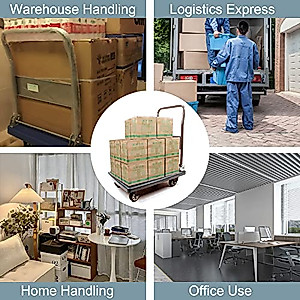 Timati Folding Push Cart Dolly Cart Platform Hand Truck with 330lb Platform Truck Luggage Cart Folding Flatbed Dolly with 360 Degree Swivel Wheels Foldable Push Hand Cart for Loading and Storage