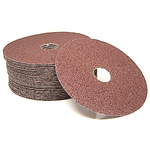 Benchmark Abrasives 5" Aluminum Oxide Resin Fiber Grinding and Sanding Discs for Metals, Wood, and Fiberglass 7/8" Arbor, Use with Angle Grinder (25 Pack) - 80 Grit