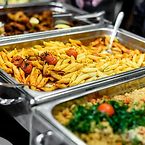 Kweetle 4 Pack Hotel Pan 4" Deep Steam Table Pan Full Size with Lid 20.9 x 12.8 x 4 inch Hotel Pan Steam Table Pans Commercial Hotel Pan Stainless Steel（4 PCS）