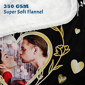 WISH TREE Custom Anniversary Blanket Gifts with Name Pictures, Valentine Gifts for 1th 5th 10th 15th Anniversary, Custom Blanket for Couple, Wedding Anniversary Romantic Gifts for Wife Husband Couple