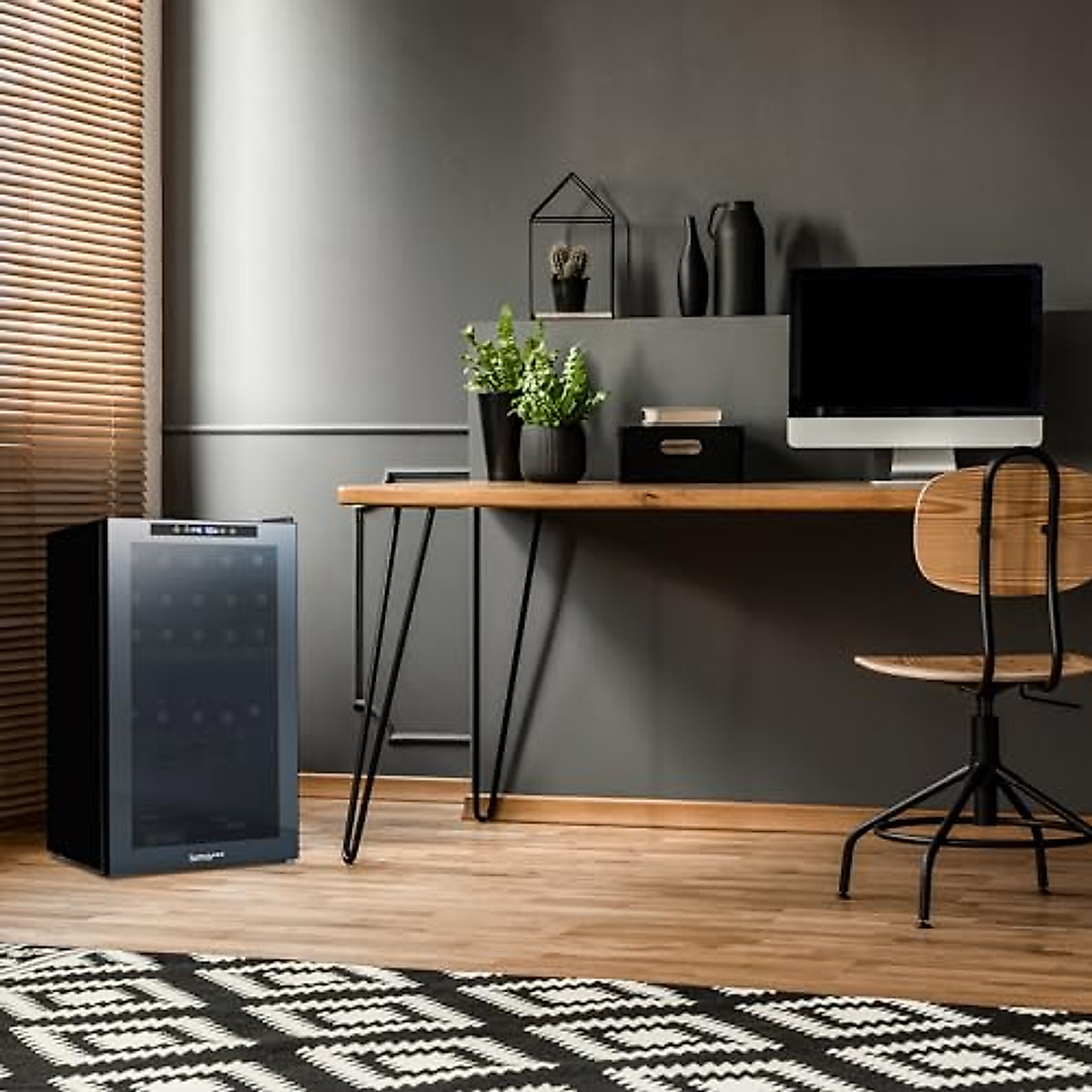 Luma Comfort Shadow Series Wine Cooler Refrigerator 33 Bottle Dual Temperature Zones, Freestanding Mirrored Wine Fridge with Double-Layer Tempered Glass Door & Compressor Cooling,Black