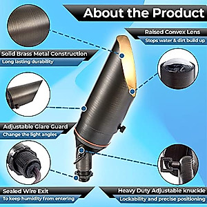 LED Spot Lights Outdoor Landscape Lighting 106 - Solid Brass Spotlight LED Yard Lights Security Landscape Lights for Beautiful Bright Long Lasting Home Garden Patio Pool Area Deck Lighting (No Bulb)