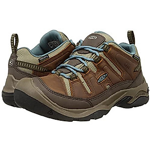 KEEN Women's Circadia Low Height Comfortable Waterproof Hiking Shoes, Syrup/North Atlantic, 7.5 Wide