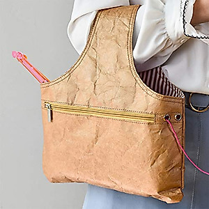 ARTIBETTER Craft Yarn Bag Organizer Project Wrist Bag Knitting Tote Bag for Crochet and Knitting Needles Hooks Yarn Supplies