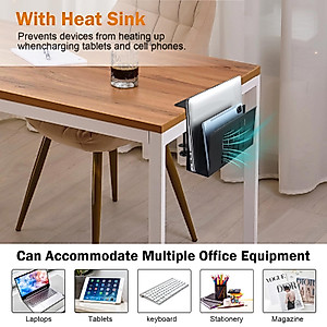 LUKETURE Desk Side Storage, Under Desk Laptop Holder, 2 Tier Steel Hanging Desk Storage, No Drill Under Desk Organizer, with Pen Holder, Hanging Desk Storage for Office and Home (Black 2 Tier)