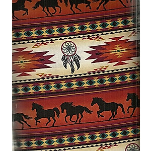 Tucson Terracotta Southwestern Horse Dreamcatcher Stripe Fabric