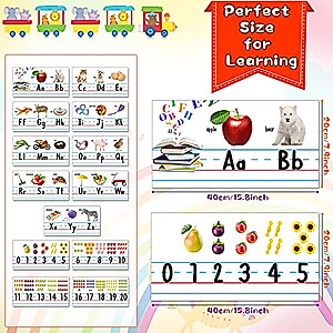 Cholemy Alphabet and Numbers Bulletin Board Strips Set Alphabet Number Wall Classroom Decoration Animal ABC Number 1-20 Line Wall Poster with Adhesive Dots for Playroom Bedroom Nursery Room Decoration